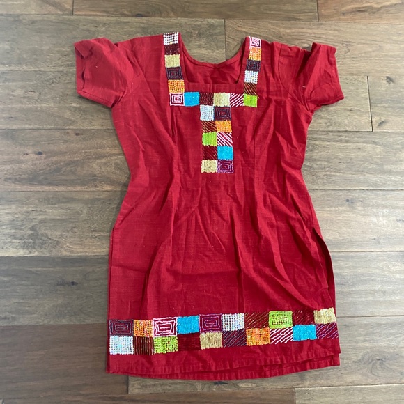 Tops | Hand Made Embroidered Red Top | Poshmark